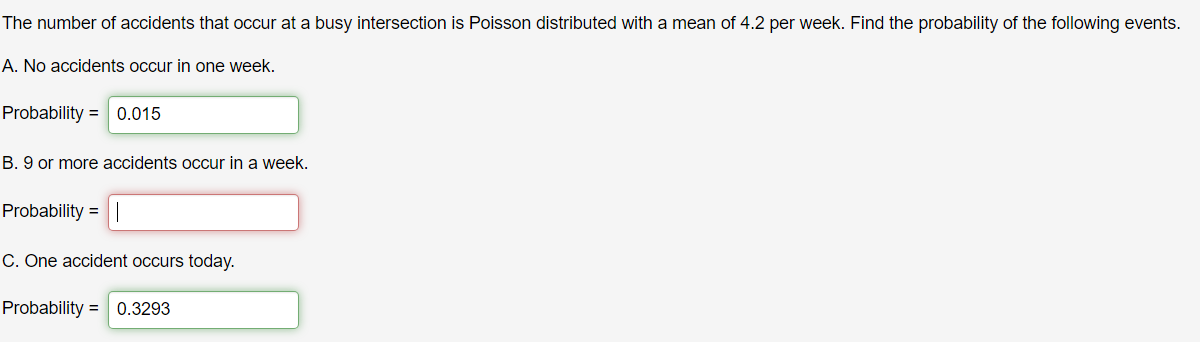 Solved The number of accidents that occur at a busy | Chegg.com