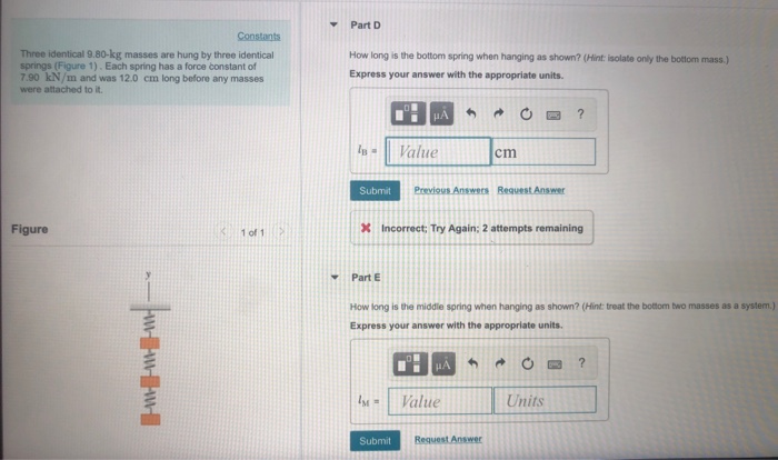 Solved Part D Constants Three identical 9.80-kg masses are | Chegg.com Solved Part D Constants Three identical 9.80-kg masses are | Chegg.com