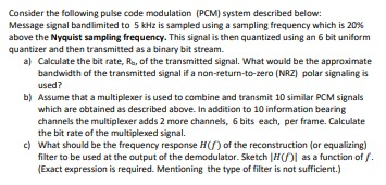 Consider the following pulse code modulation (PCM) | Chegg.com