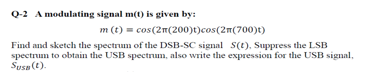 Solved Q-1 Determine and sketch the spectrum of the signal | Chegg.com