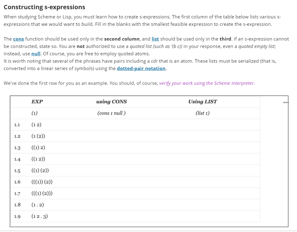 Constructing s-expressions When studying Scheme or | Chegg.com