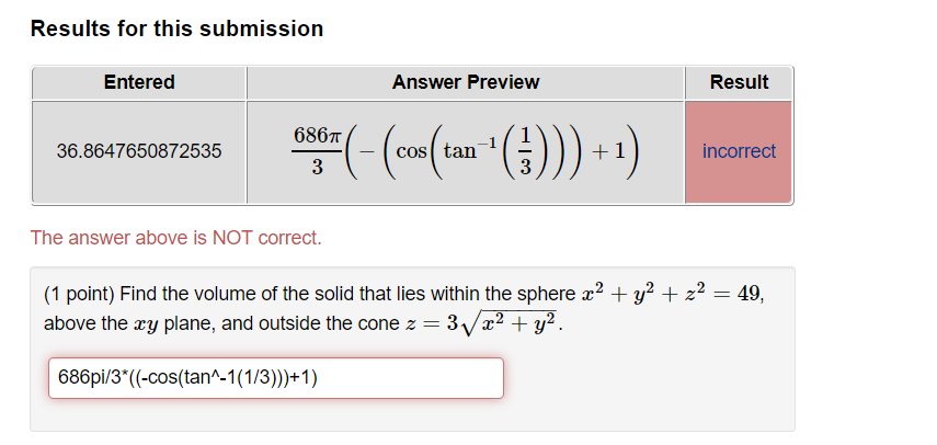 Solved Results for this submission Entered Answer Preview | Chegg.com