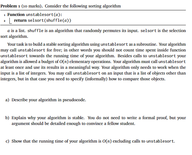 Solved A Is A List Shuffle Is An Algorithm That Randomly 