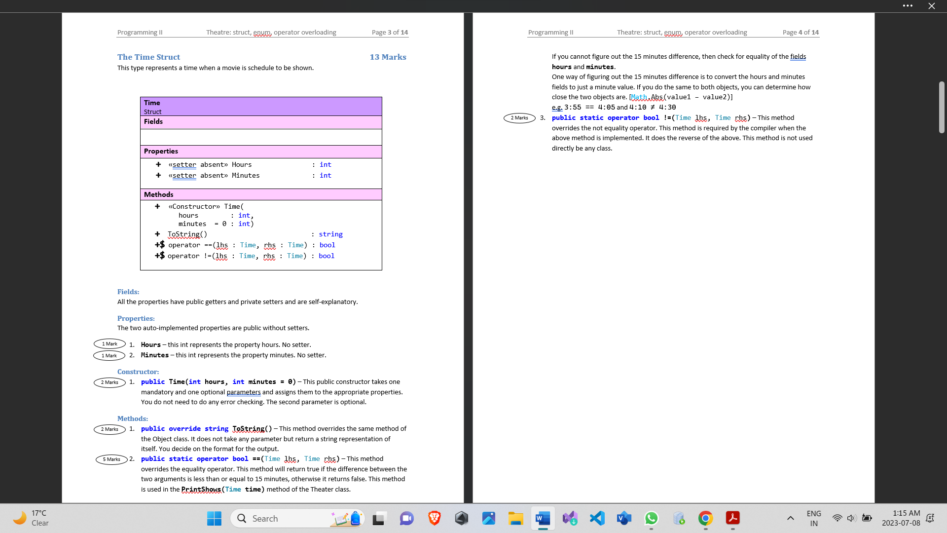 Solved The DavEnum Enum 2 Marks This type represents the | Chegg.com