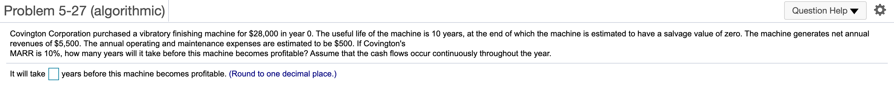 Solved Problem 5-27 (algorithmic) Question Help Covington | Chegg.com Solved Problem 5-27 (algorithmic) Question Help Covington | Chegg.com
