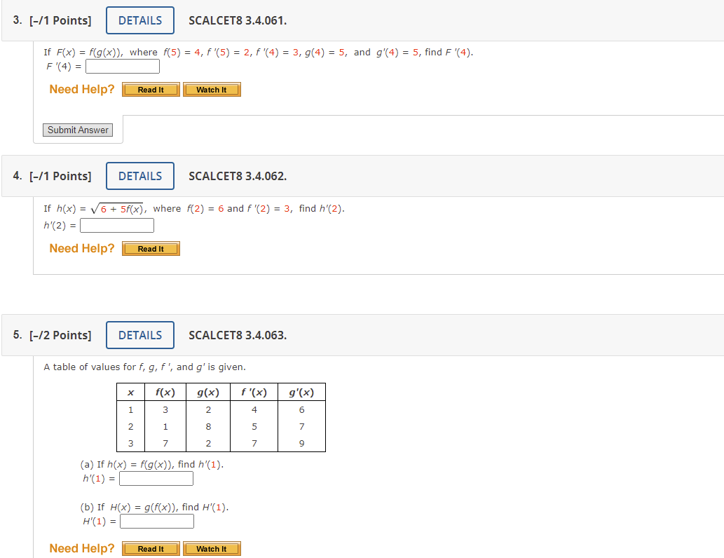 Solved 3. [-/1 Points] DETAILS SCALCET8 3.4.061. If F(x) = | Chegg.com