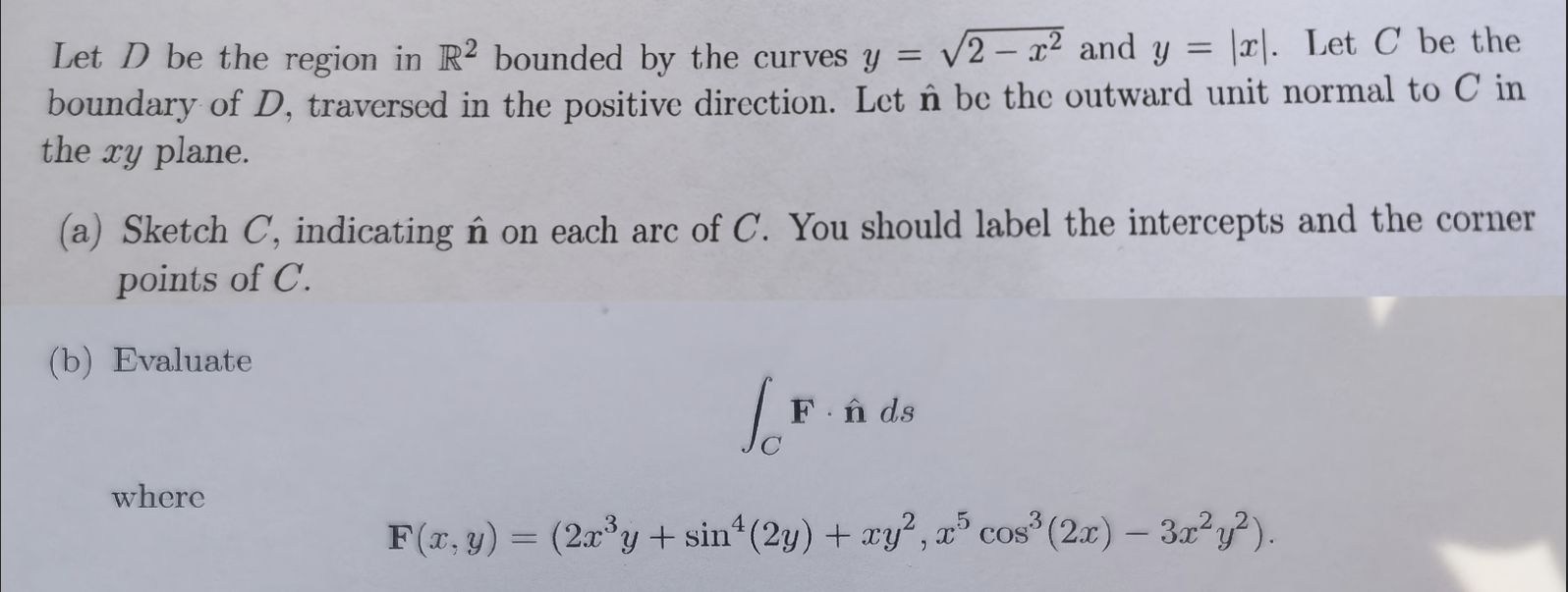 Solved Let D be the region in R2 bounded by the curves | Chegg.com