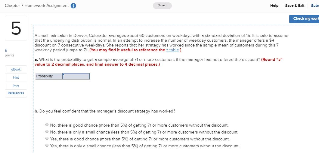 Solved Chapter 7 Homework Assignment A Saved Help Save & | Chegg.com
