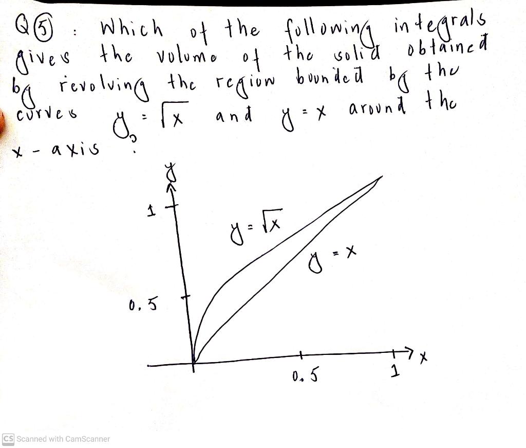 Solved Q5: Which Which of the following integrals gives the | Chegg.com