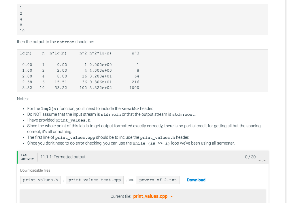 Solved 11.1 Formatted output In this lab, you will write a | Chegg.com