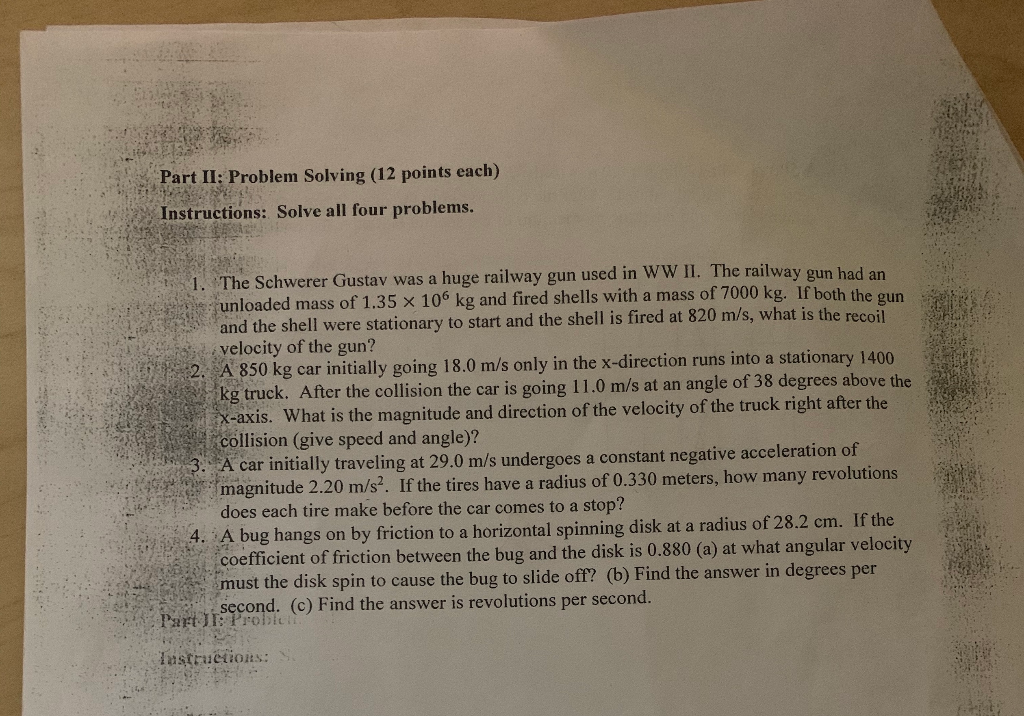 Solved Part II: Problem Solving (12 points each) | Chegg.com