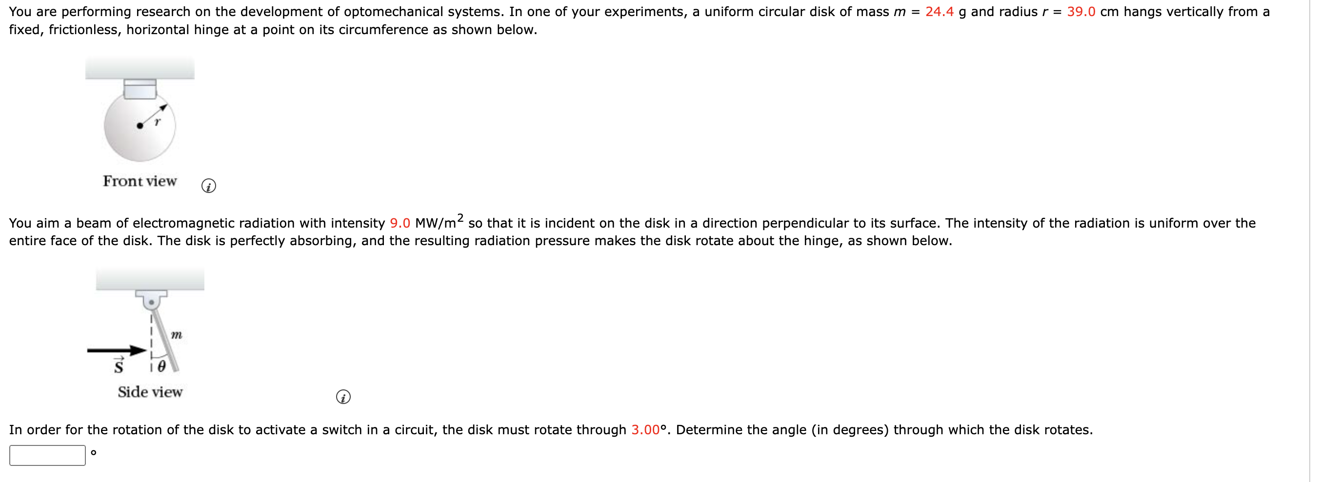 Solved fixed, frictionless, horizontal hinge at a point on | Chegg.com