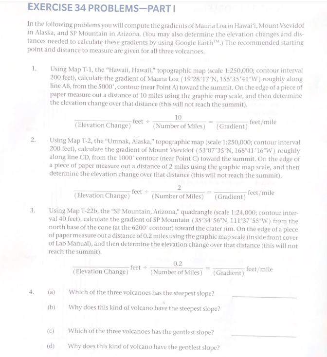 Solved 1. Using Map T-1, the "Hawaii, Hawaii," topographic | Chegg.com