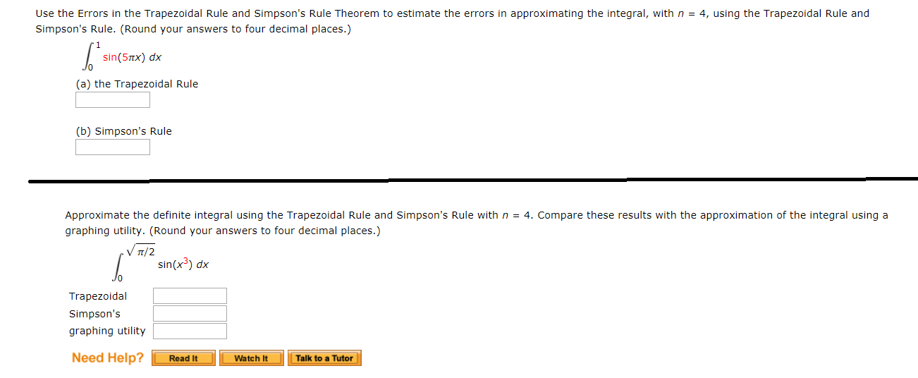 Solved Use the Errors in the Trapezoidal Rule and Simpson's | Chegg.com