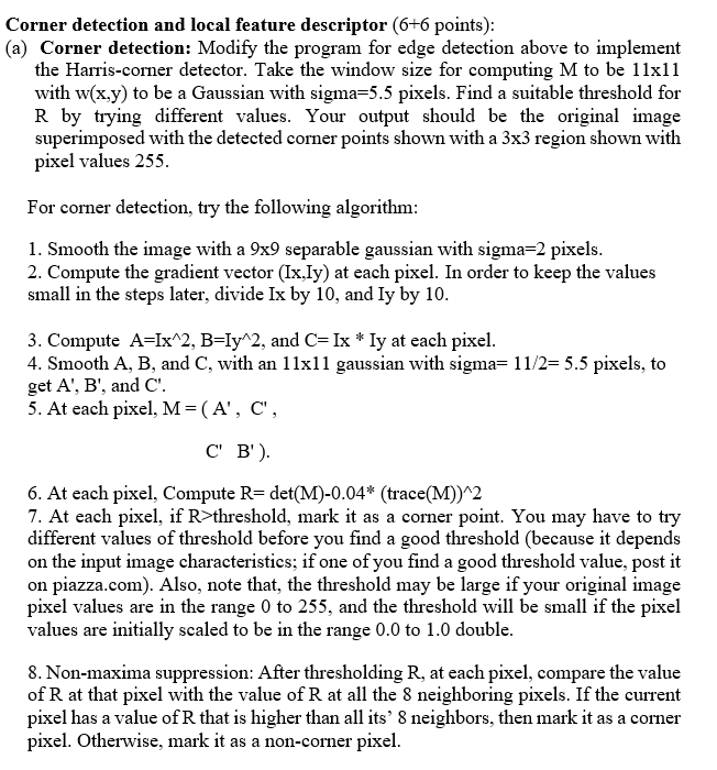 Corner Detection And Local Feature Descriptor 6 6