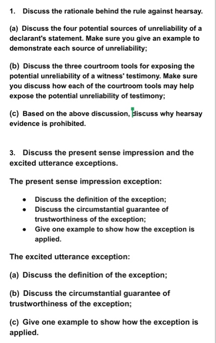 1. Discuss the rationale behind the rule against | Chegg.com