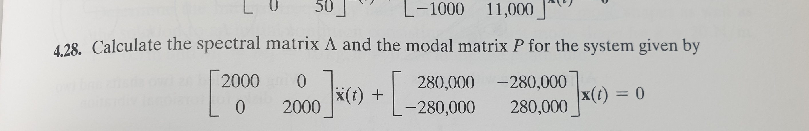 Solved 50 L-1000 11,000 4.28. Calculate the spectral matrix | Chegg.com