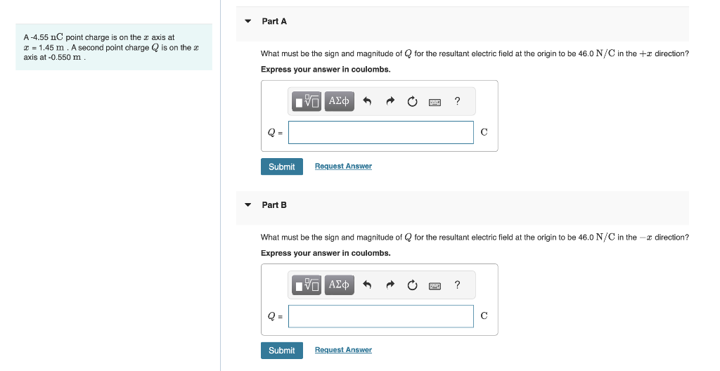 Solved A −4.55nC point charge is on the x axis at x=1.45 m. | Chegg.com