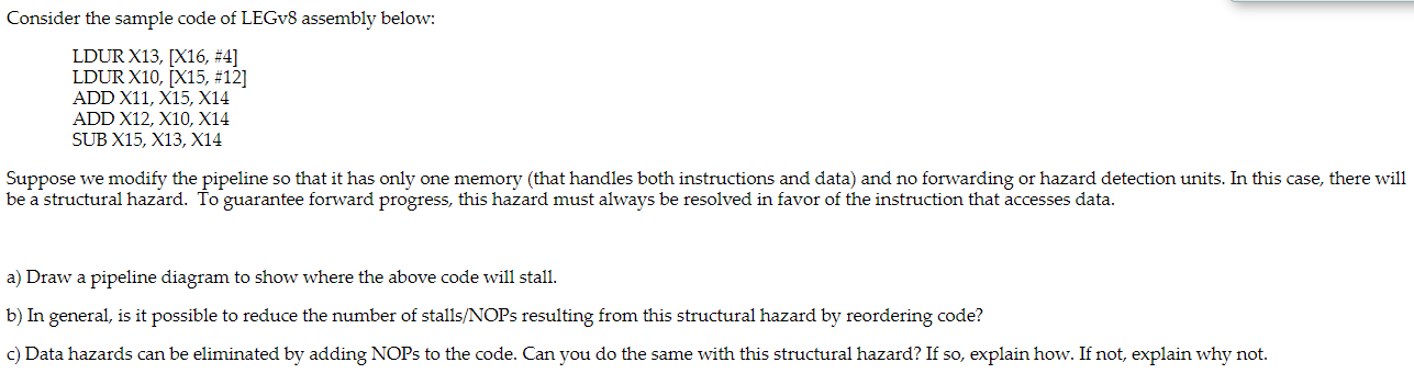 Consider the sample code of LEGv8 assembly below: | Chegg.com
