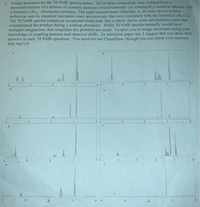 Solved Assign structures for the 'H NMR spectra below. All | Chegg.com