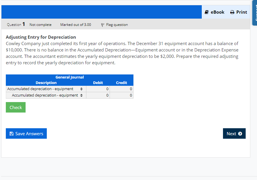Solved eBook Print Question 1 Not complete Marked out of | Chegg.com