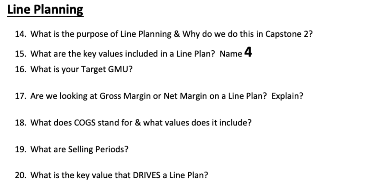 Solved Line Planning 14. What is the purpose of Line | Chegg.com
