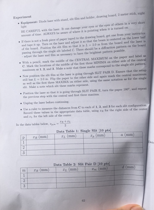 Solved Name Partner: Date: 10 Diffraction and Interference | Chegg.com