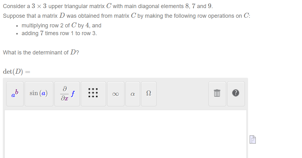 Solved Consider a 3 x 3 upper triangular matrix C with main | Chegg.com