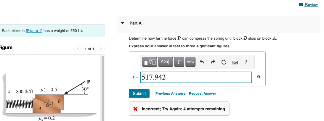 Solved Each block in has a weight of 550lb. Determine how | Chegg.com