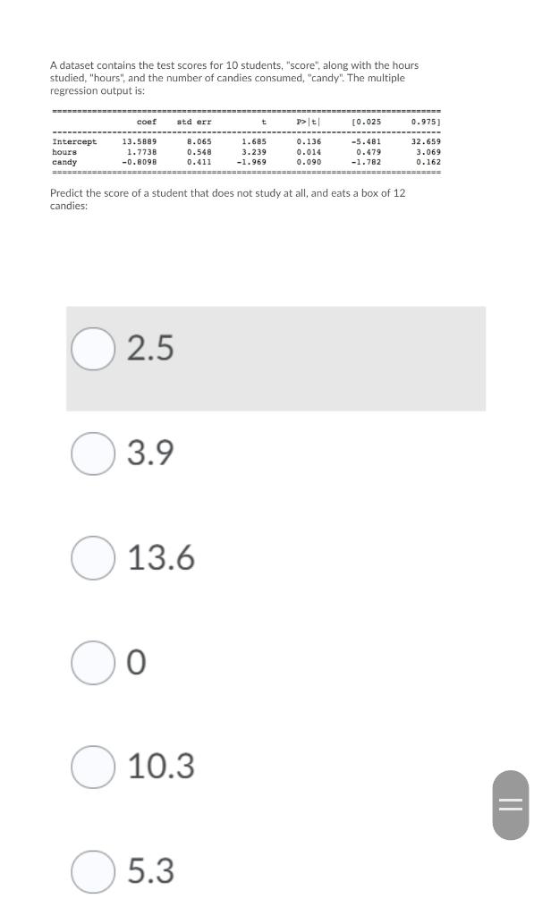 Solved A dataset contains the test scores for 10 students, | Chegg.com