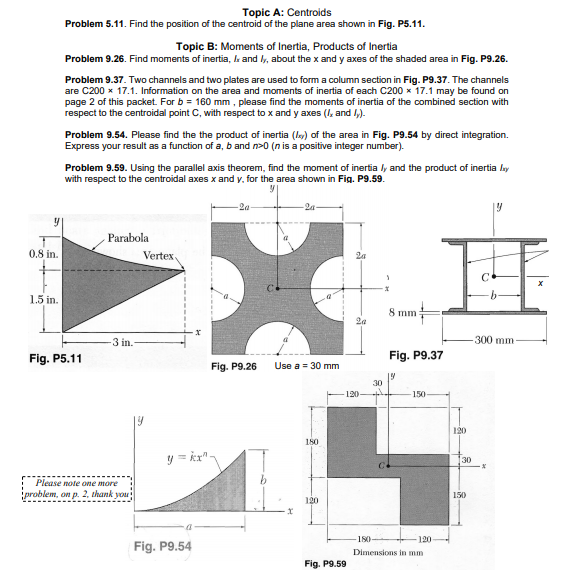 Solved Topic A: Centroids Problem 5.11. Find the position of | Chegg.com