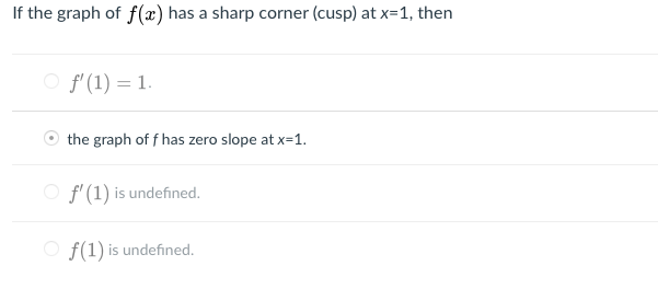 Solved If the graph of f(x) has a sharp corner (cusp) at | Chegg.com