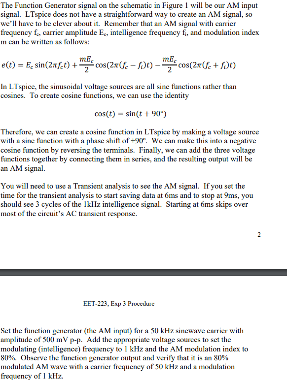 Solved Objective: To observe AM demodulation using a diode | Chegg.com