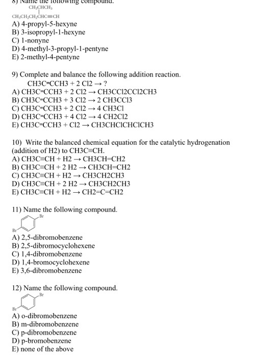 Solved o) Narhe the IOIToWlng conpound CH CHCH CH,CH CH CHC | Chegg.com