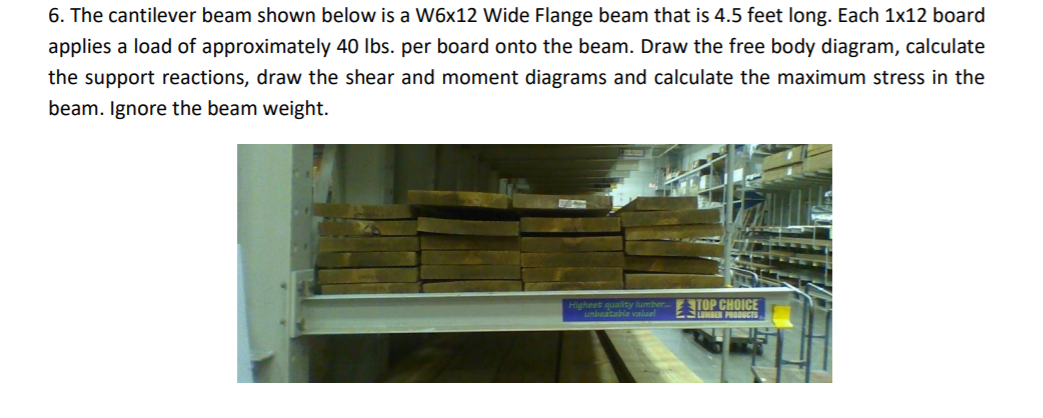 Solved 6. The cantilever beam shown below is a W6x12 Wide | Chegg.com