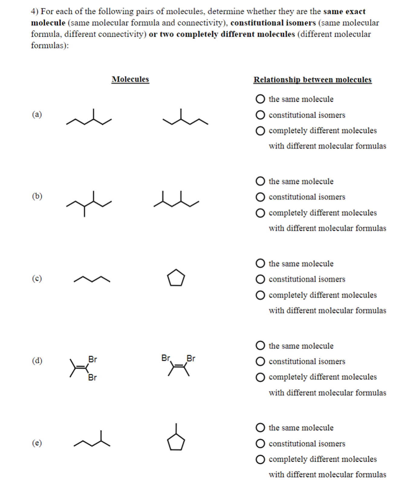 Solved For each of the following pairs of molecules, | Chegg.com