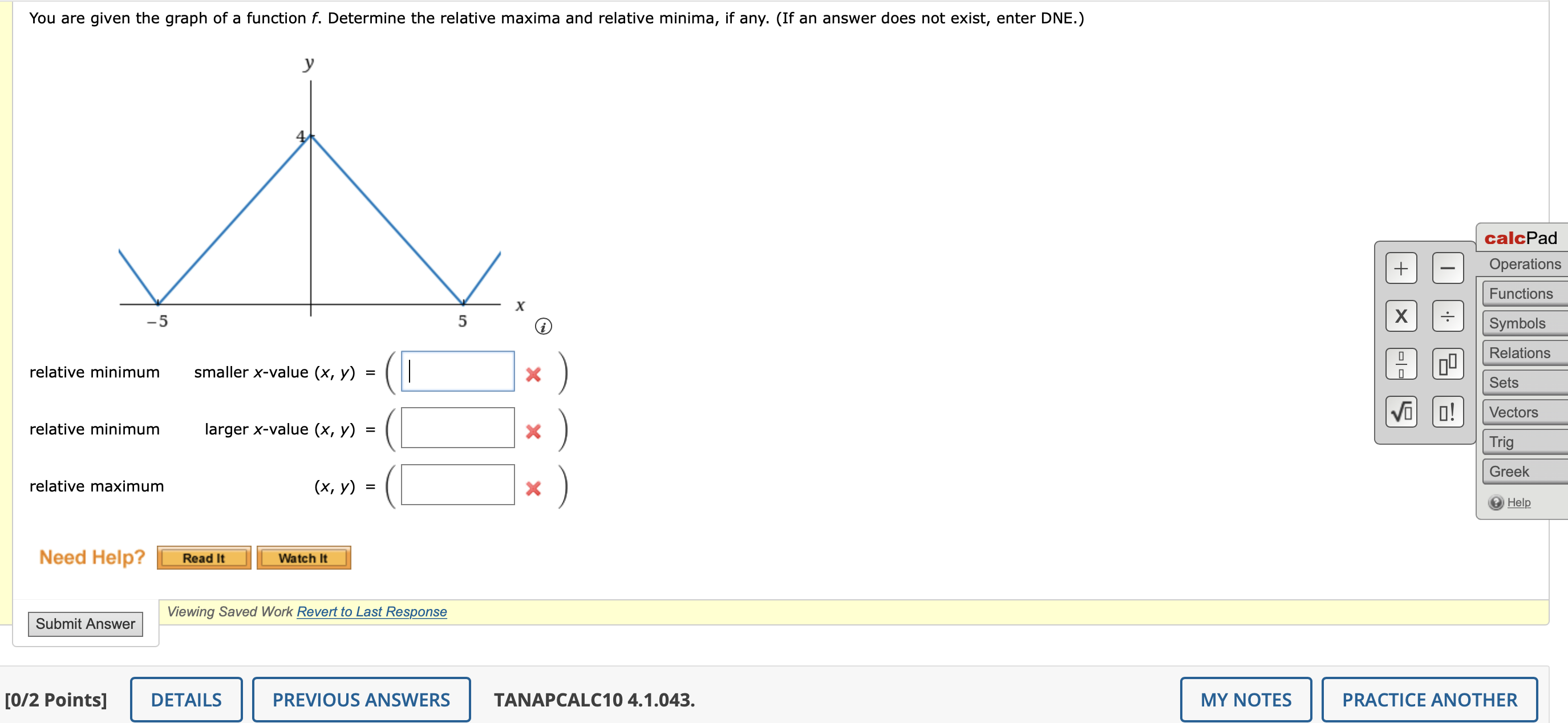 Solved relative minimum smaller x-value (x,y)=(x) relative | Chegg.com Solved relative minimum smaller x-value (x,y)=(x) relative | Chegg.com