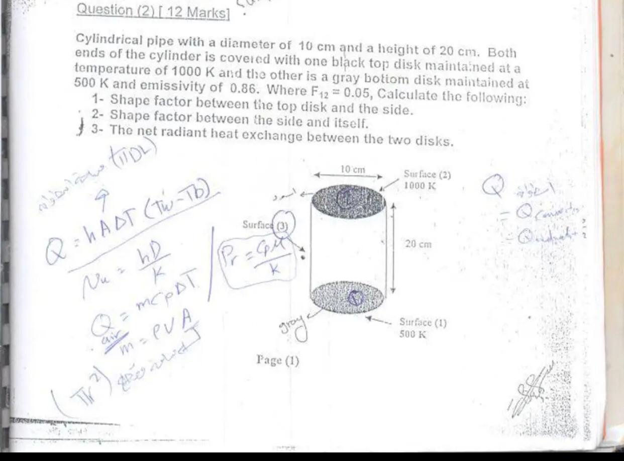 Solved Question (2) [ 12 ﻿Marks]Cylindrical pipe with a | Chegg.com
