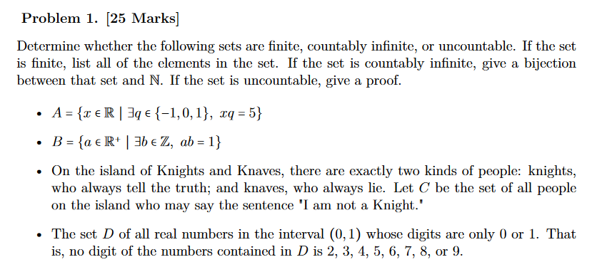 Solved Determine whether the following sets are finite, | Chegg.com