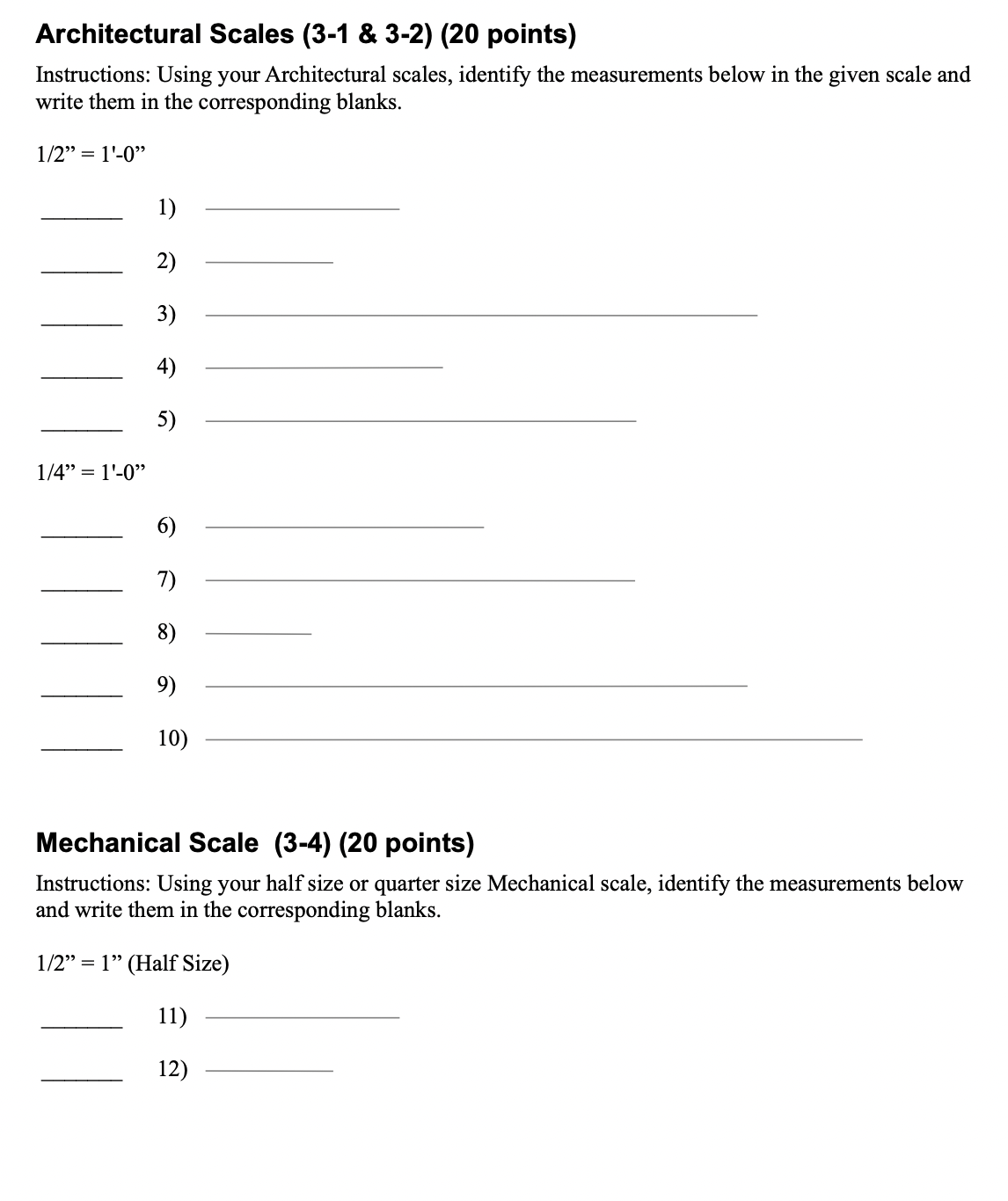 Solved Instructions: Using your Architectural scales, | Chegg.com