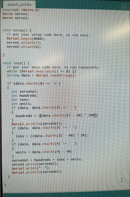 \#inc lude Servo servo1; Servo servo2; void setup() | Chegg.com