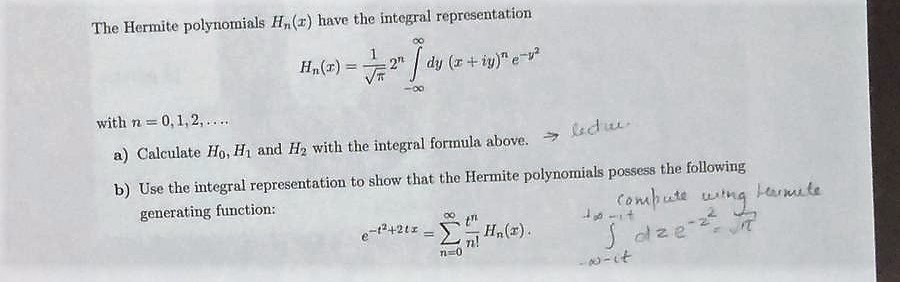 Solved The Hermite polynomials Hn(x) have the integral | Chegg.com