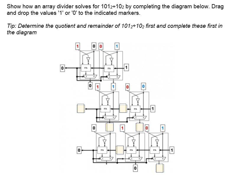 Show how an array divider solves for 1012-102 by | Chegg.com