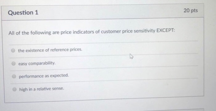 Solved 20 pts Question 1 All of the following are price | Chegg.com