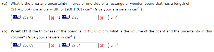 Solved a) What is the area and uncertainty in area of one | Chegg.com