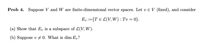 Solved Prob 4. Suppose V and W are finite-dimensional vector | Chegg.com