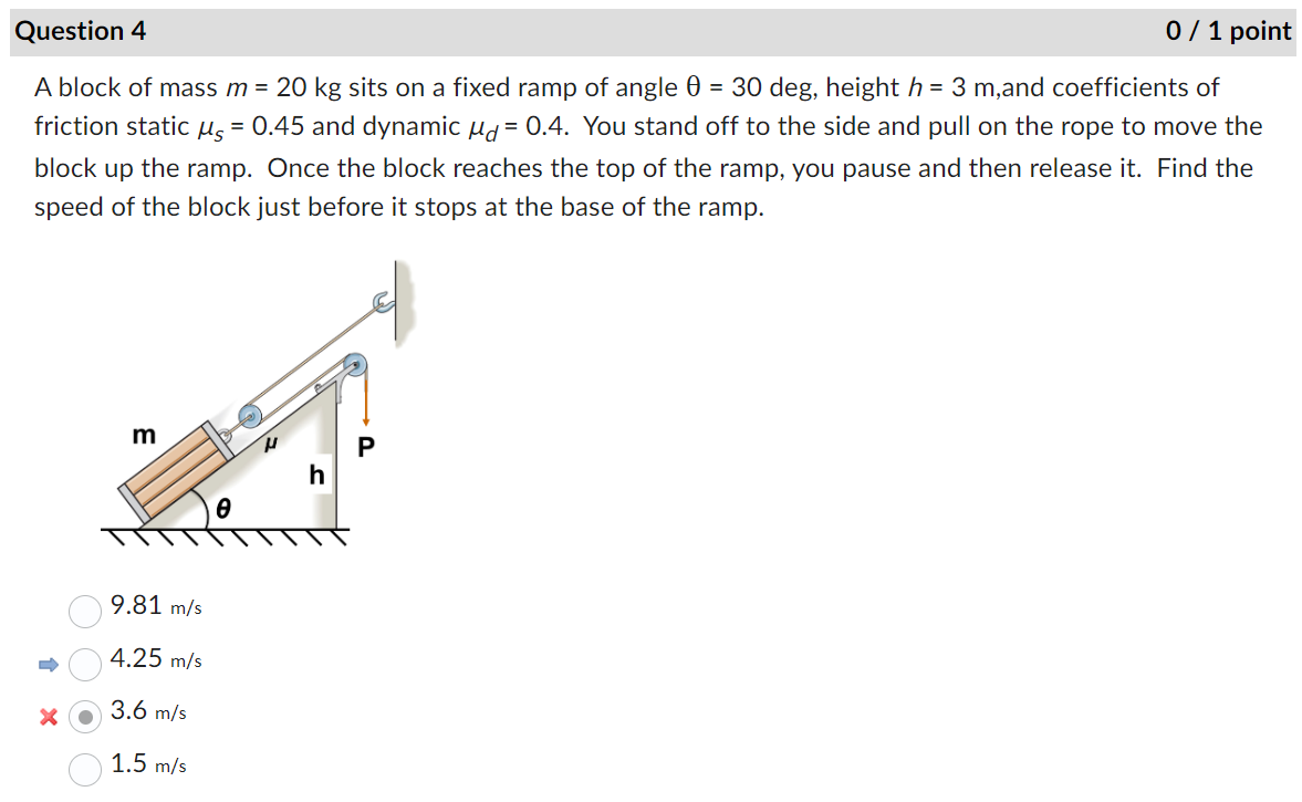Solved A block of mass m=20 kg sits on a fixed ramp of angle | Chegg.com