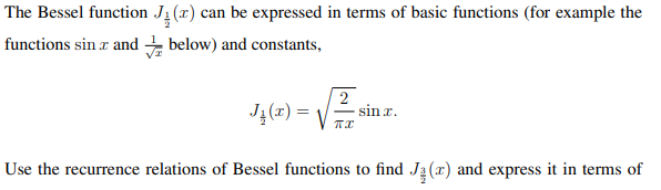 Solved The Bessel function J} (x) can be expressed in terms | Chegg.com