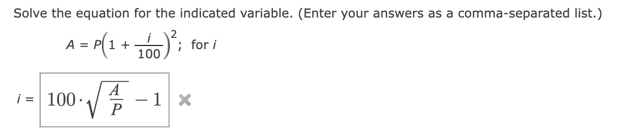Solved Solve the equation for the indicated variable. (Enter | Chegg.com