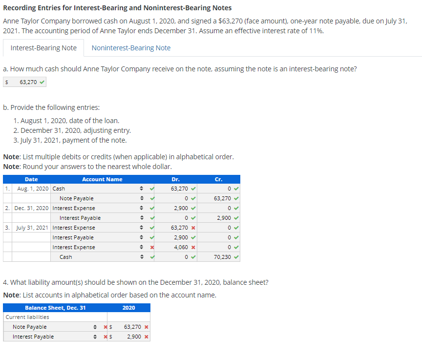Solved Recording Entries for Interest-Bearing and | Chegg.com